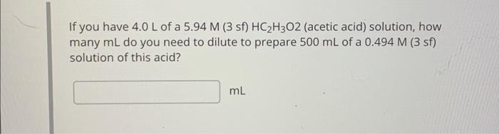Solved many mL do you need to dilute to prepare 500 mL of a | Chegg.com