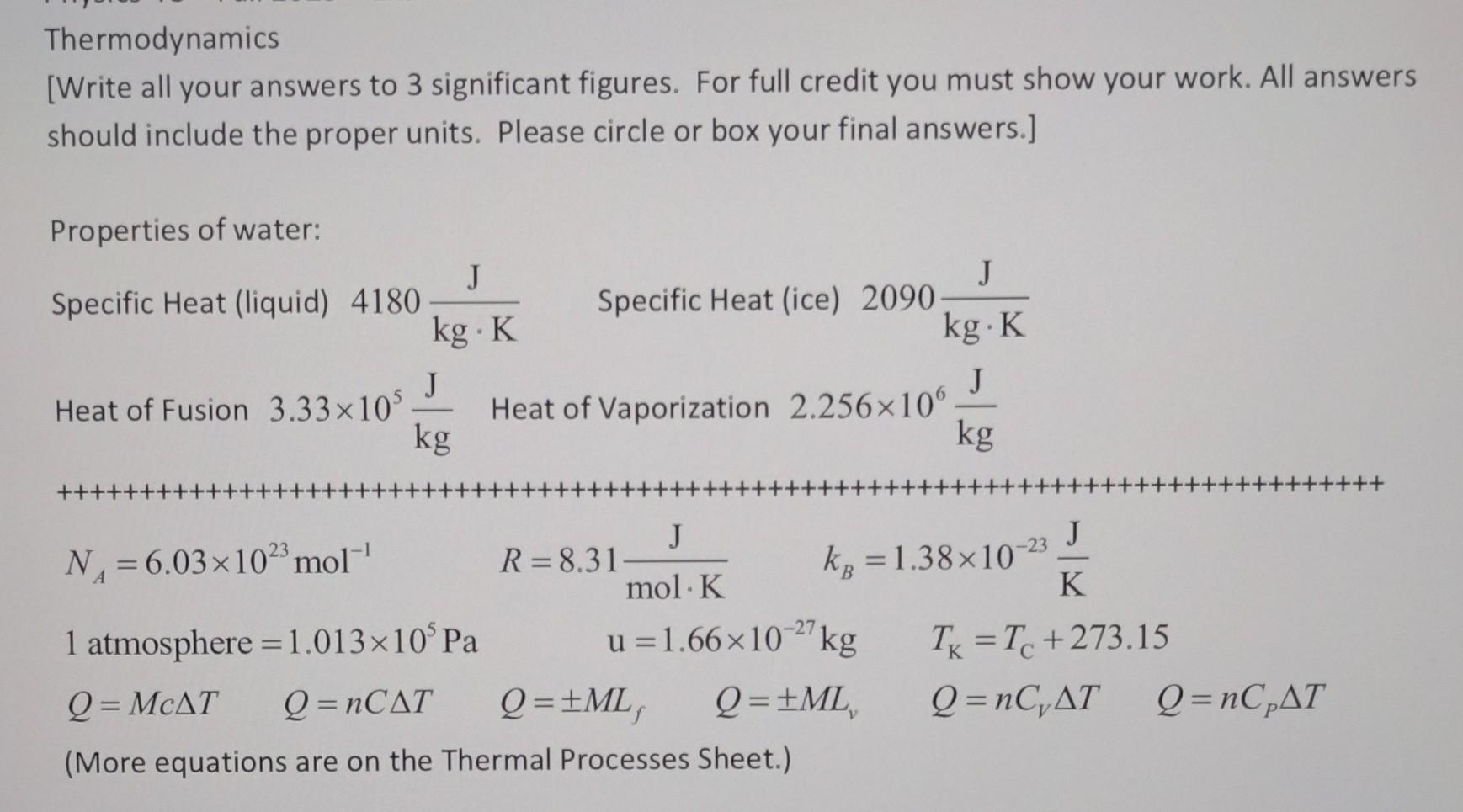 Solved Thermodynamics [Write all your answers to 3 | Chegg.com
