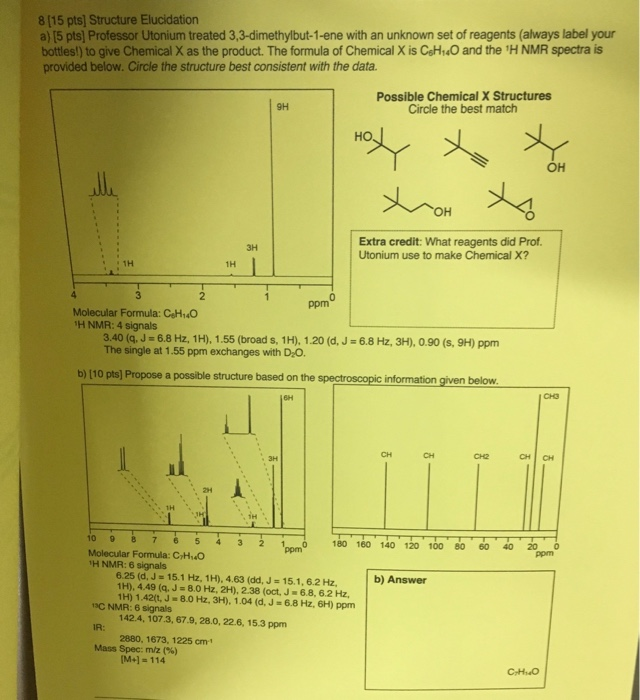 Solved 8 [15 pts] Structure Elucidation a) [5 pts) Professor | Chegg.com