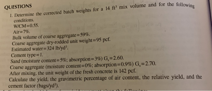 Solved of the following QUESTIONS 1. Determine the corrected | Chegg.com