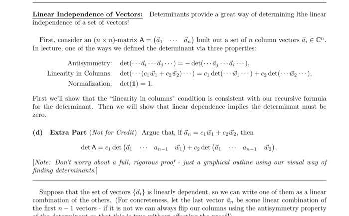 Solved: Problem 6.1 - Uses Of The Determinant! [Note: This... | Chegg.com