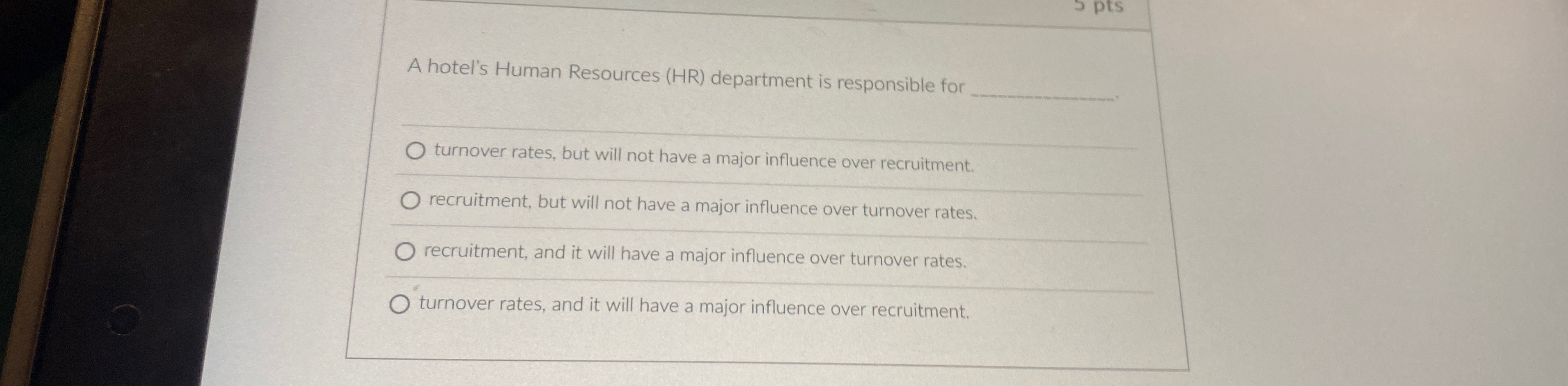 Solved A hotel's Human Resources (HR) ﻿department is | Chegg.com