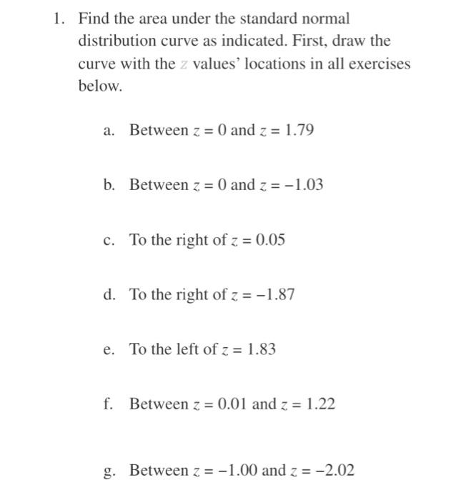 Solved Find the area under the standard normal distribution | Chegg.com