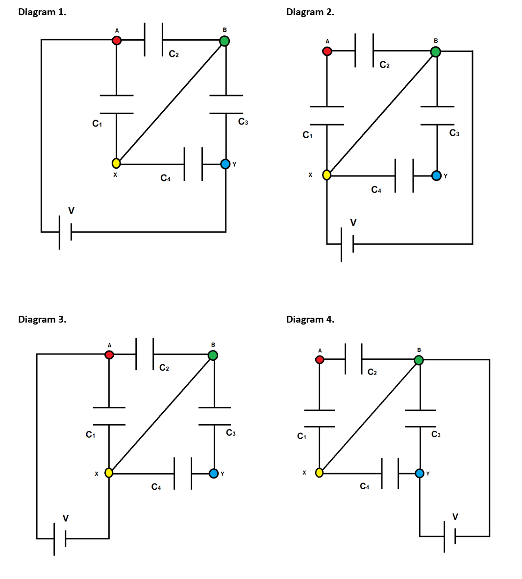 Solved There are four diagrams, each with the same | Chegg.com