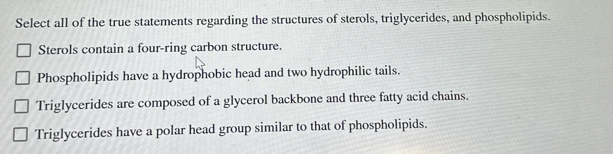 Solved Select all of the true statements regarding the | Chegg.com