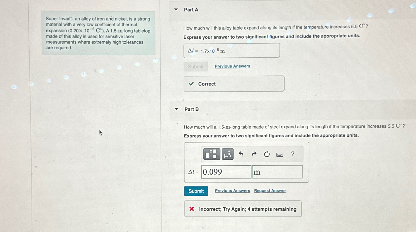 Solved Super InvarD, an alloy of iron and nickel, is a | Chegg.com