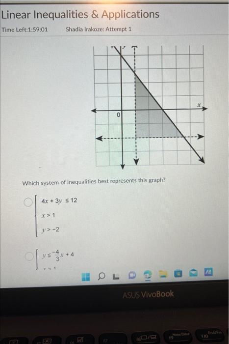 Solved Linear Inequalities \& Applications Time Left:1:59:01 | Chegg.com