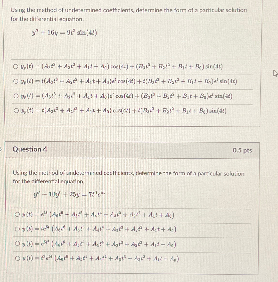 Solved Using the method of undetermined coefficients, | Chegg.com