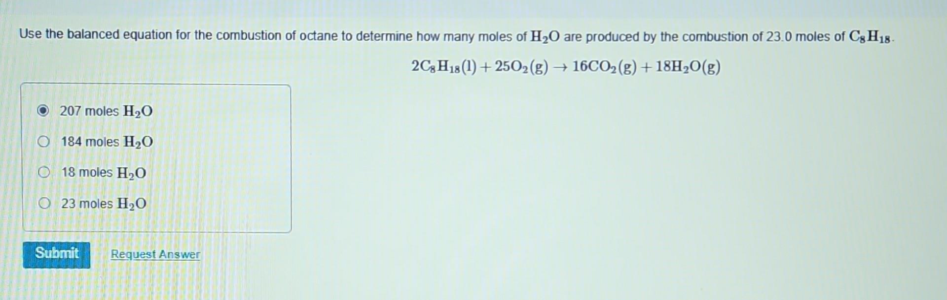 Solved Use the balanced equation for the combustion of | Chegg.com
