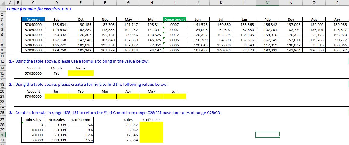 Solved Create formulas for exercises 1 ﻿to 31.- ﻿Using the | Chegg.com