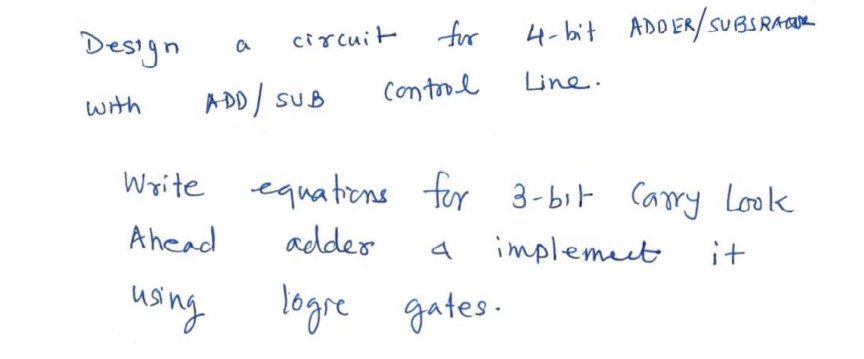 Solved Design a circuit for 4-bit ADDER/SUBTRACTOR with ADD | Chegg.com