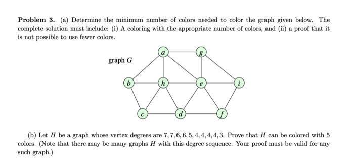 Solved Problem 3. (a) Determine the minimum number of colors | Chegg.com