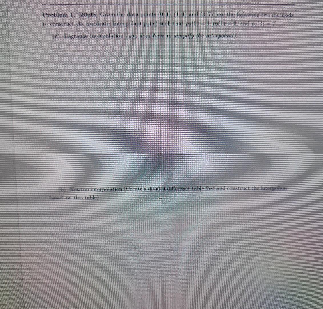 Solved Instaxidious:Problem 1. [20 pts ] Given the data | Chegg.com