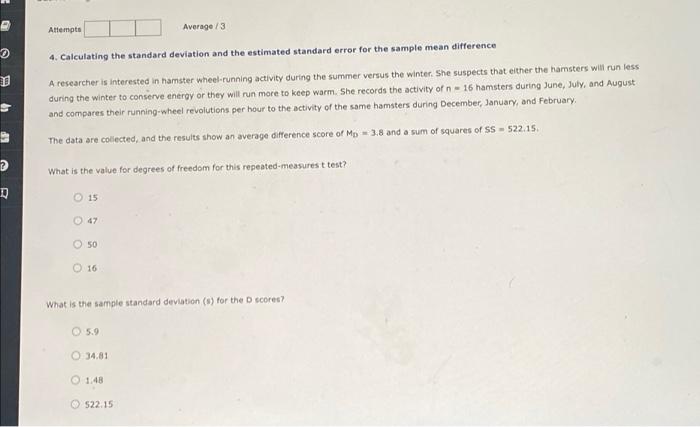 Solved Attempts Average/3 4. Calculating the standard | Chegg.com