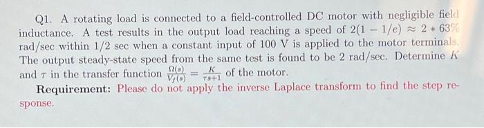 Solved Q1. A rotating load is connected to a | Chegg.com