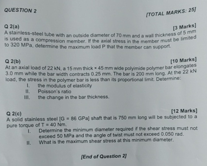 Solved QUESTION 2[TOTAL MARKS: 25]Q 2(a)[3 ﻿Marks]A | Chegg.com