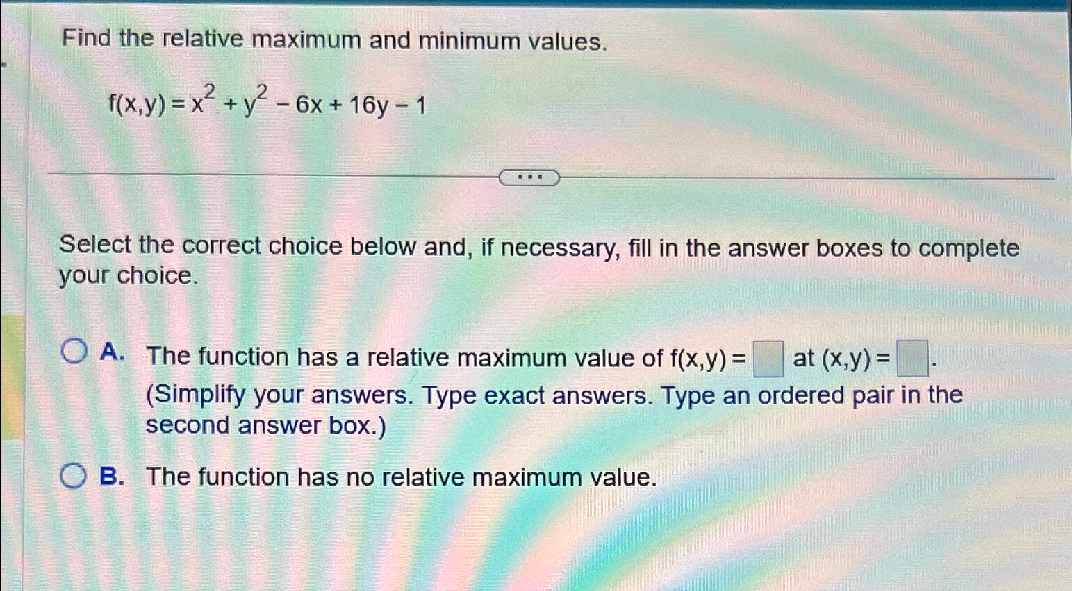 Find the relative maximum and minimum | Chegg.com