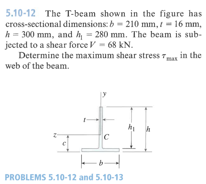 Solved 5.10-12 ﻿The T-beam shown in the figure | Chegg.com