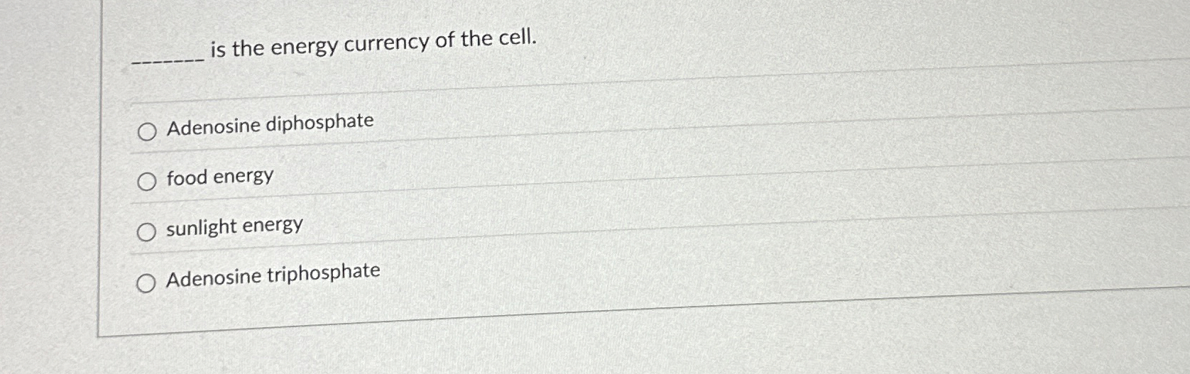 Solved is the energy currency of the cell.Adenosine | Chegg.com