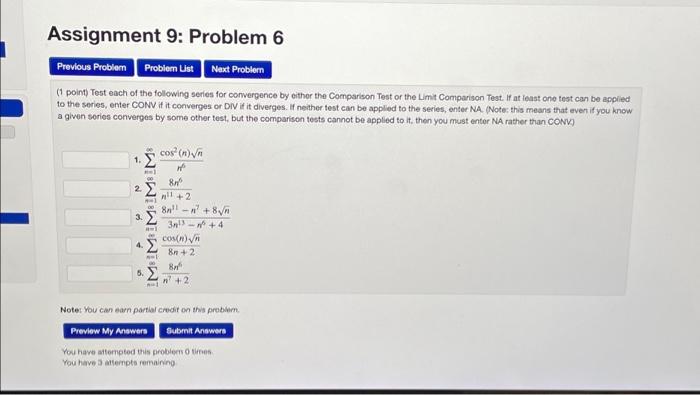 Solved Assignment 9 Problem 6 Previous Problem Problem List