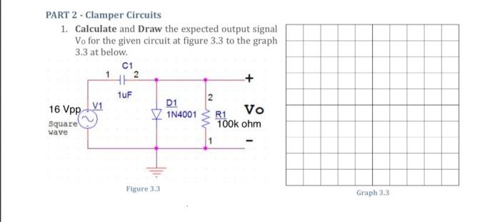 Solved PART 2 - Clamper Circuits 1. Calculate and Draw the | Chegg.com