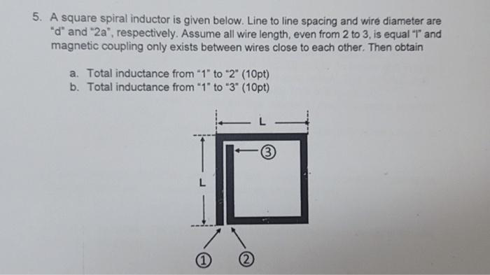 Solved A square spiral inductor is given below. Line to line | Chegg.com