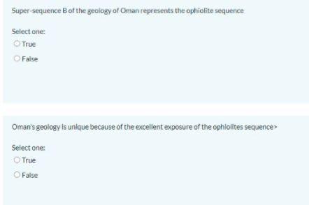 Solved Super-sequence B of the geoiogy of Oman represents | Chegg.com