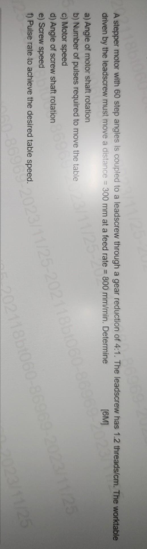 Solved A stepper motor with 60 step angles is coupled to a | Chegg.com
