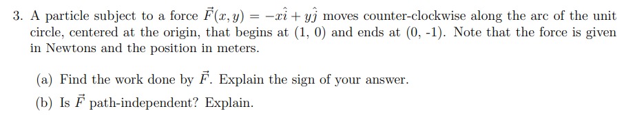 Solved A particle subject to a force | Chegg.com