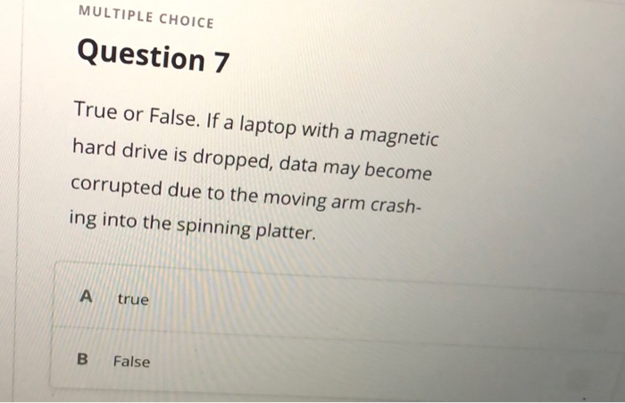 Solved MULTIPLE CHOICE 1 Points Question 6 True or False. A | Chegg.com