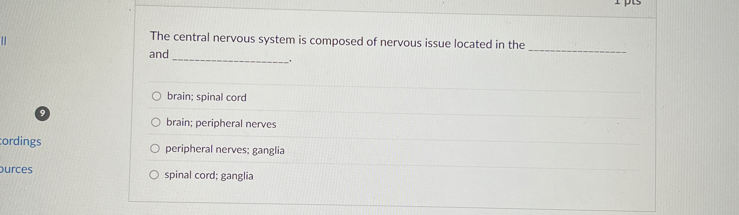 Solved The central nervous system is composed of nervous | Chegg.com