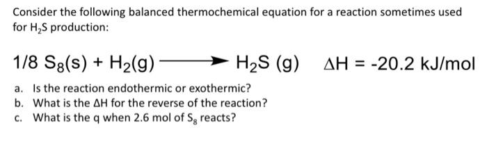Solved Consider the following balanced thermochemical | Chegg.com
