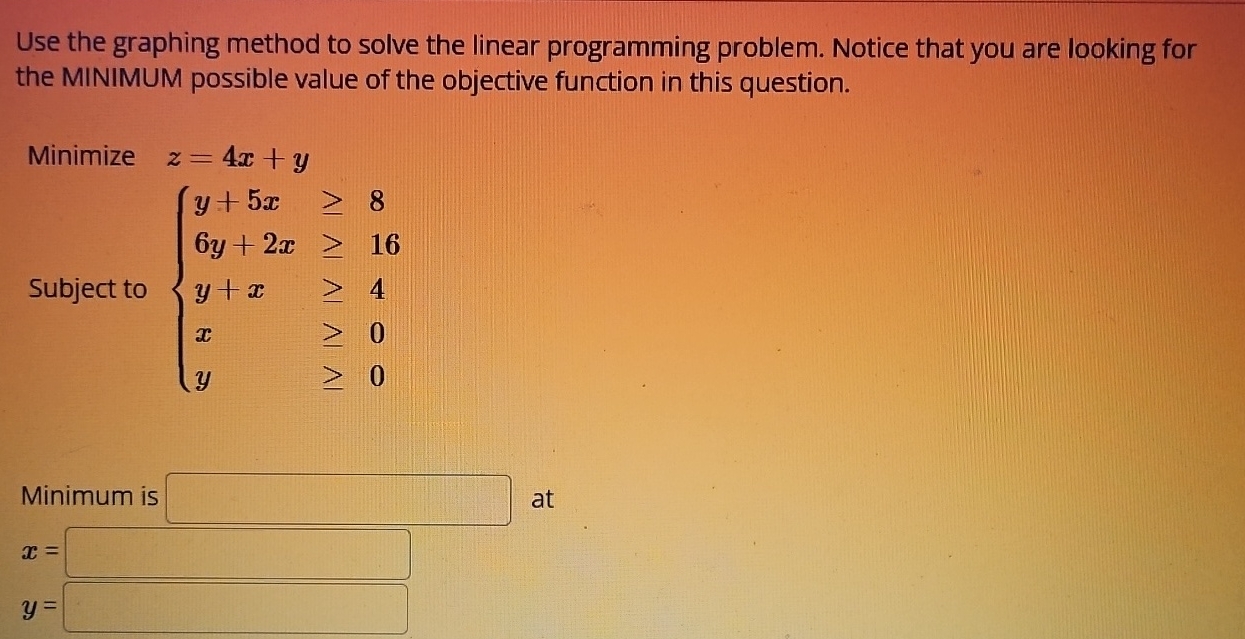 Use the graphing method to solve the linear | Chegg.com