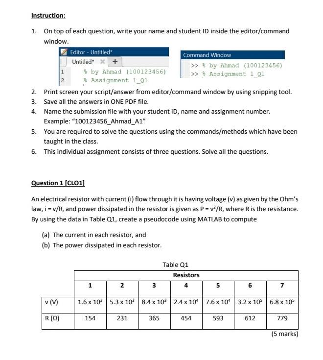 Solved Instruction: 1. On top of each question, write your | Chegg.com