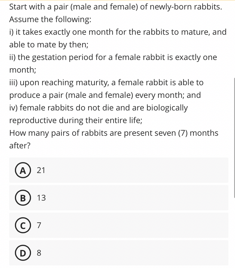 Solved Start with a pair (male and female) ﻿of newly-born | Chegg.com