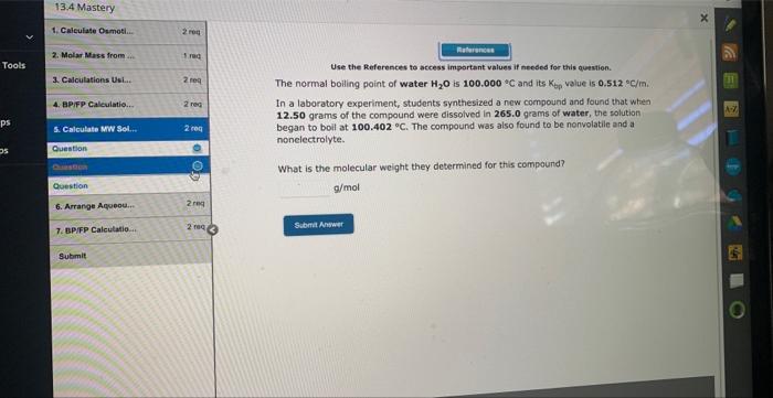 Solved 13.4 Mastery 1. Calculate Oomoti.n 2 meq Use the | Chegg.com