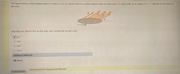 Solved The figure shows a disk-shaped region of radius 2 cm | Chegg.com