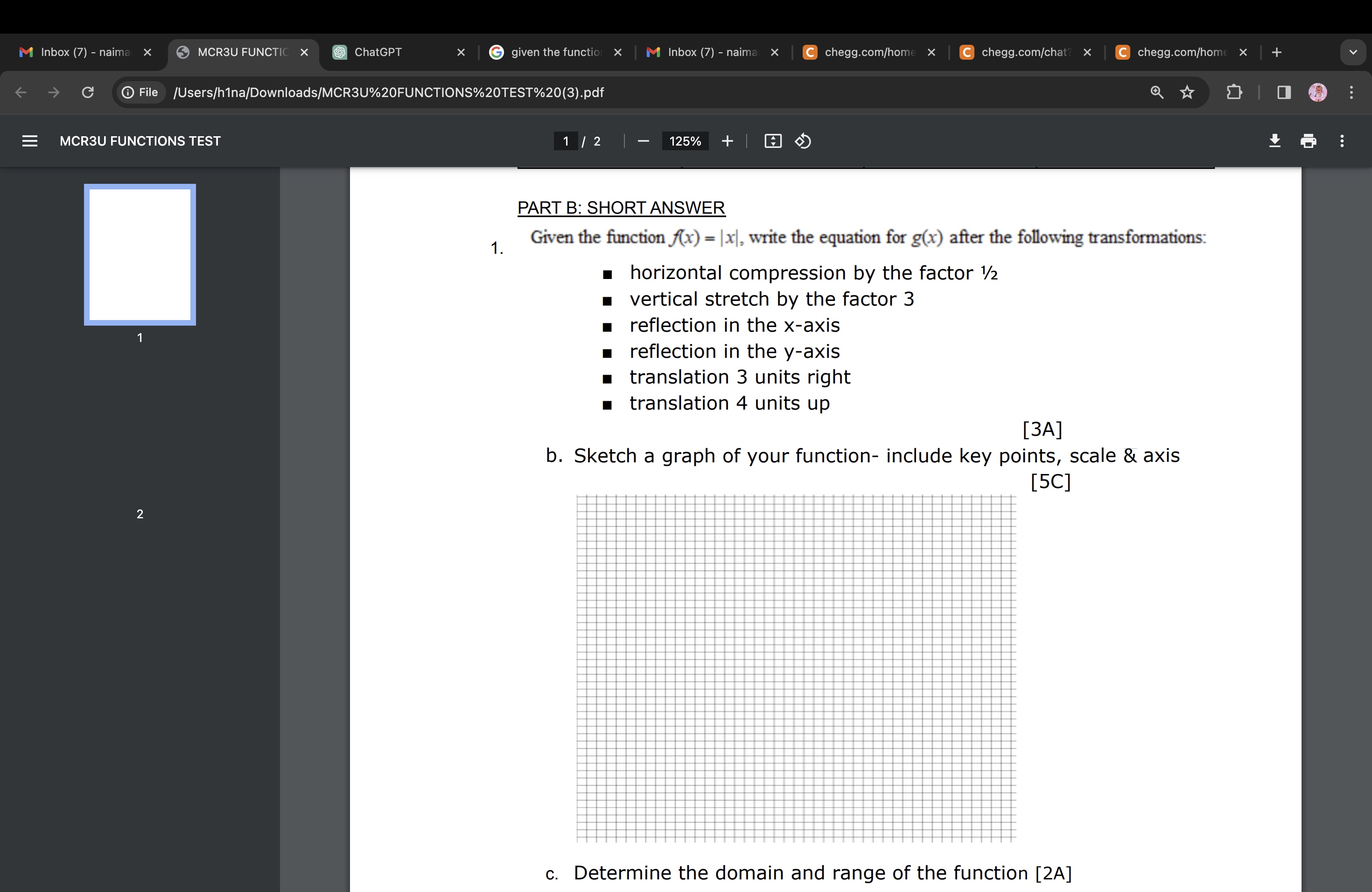 Solved b. ﻿Sketch a graph of your function- ﻿include key | Chegg.com