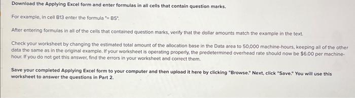 Solved Download the Applying Excel form and enter formulas | Chegg.com