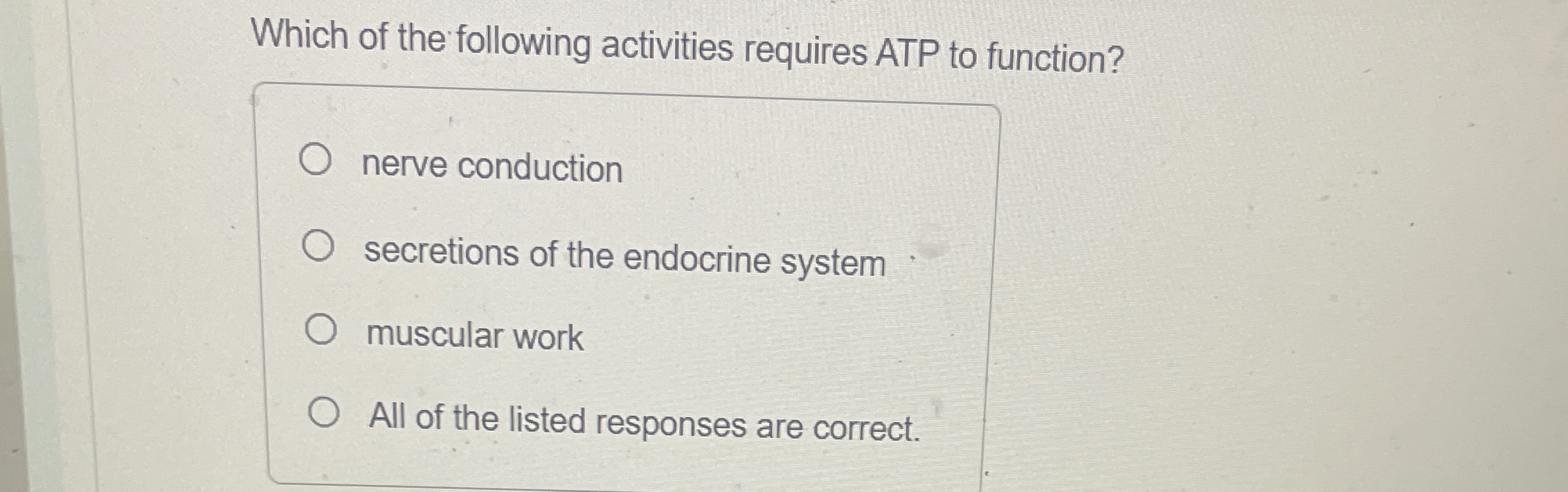 Solved Which of the following activities requires ATP to | Chegg.com
