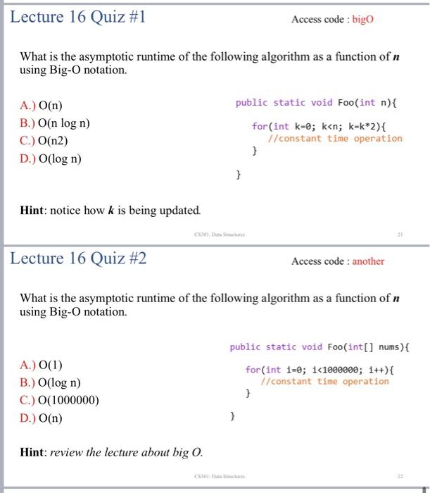 Solved What is the asymptotic runtime of the following | Chegg.com