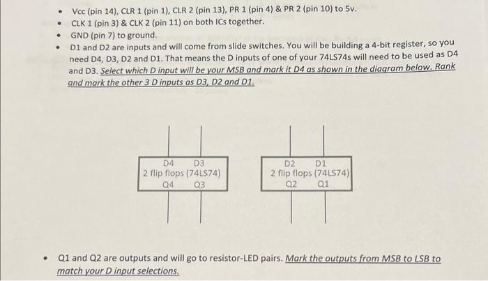 Solved - Vcc (pin 14), CLR 1 (pin 1), CLR 2 (pin 13), PR 1 | Chegg.com