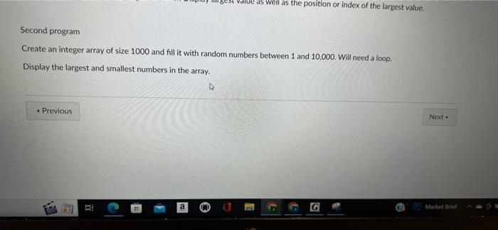 Solved Second program Create an integer array of size 1000 | Chegg.com