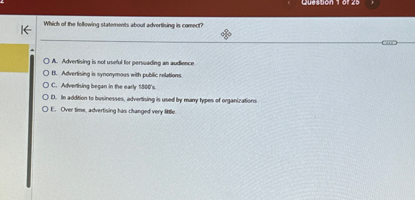 Solved Which of the following statements about advertising | Chegg.com