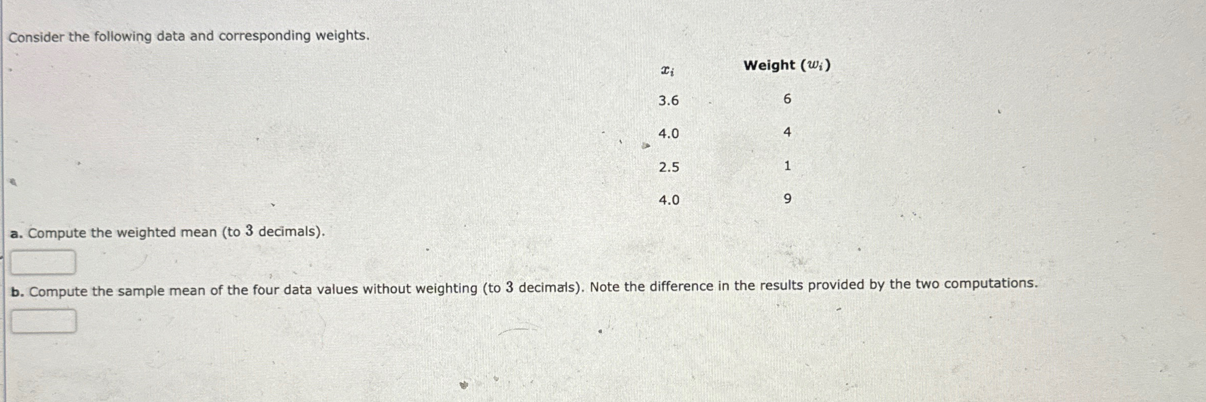 Solved Consider the following data and corresponding | Chegg.com