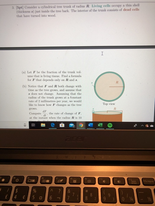 Solved 3. (5pt] Consider a cylindrical tree trunk of radius | Chegg.com