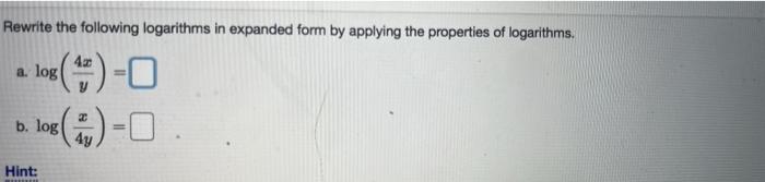 Solved Rewrite the following logarithms in expanded form by | Chegg.com