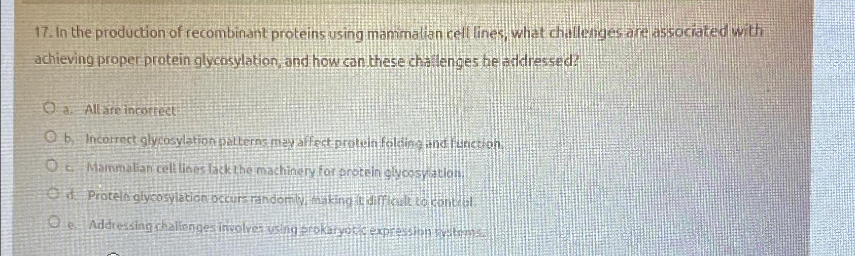 Solved In the production of recombinant proteins using | Chegg.com