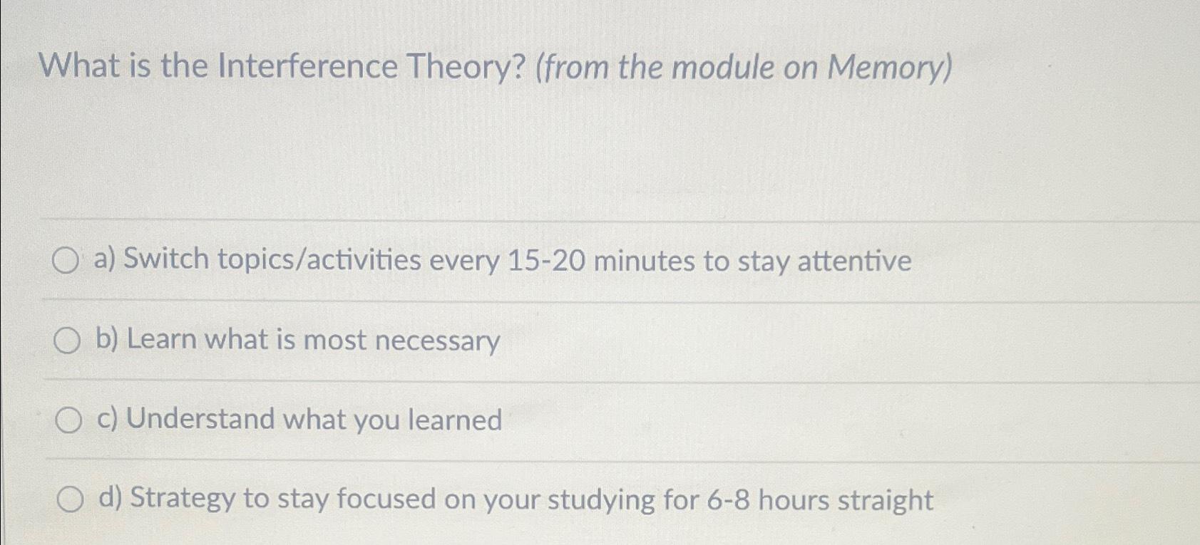 Solved What is the Interference Theory? (from the module on | Chegg.com