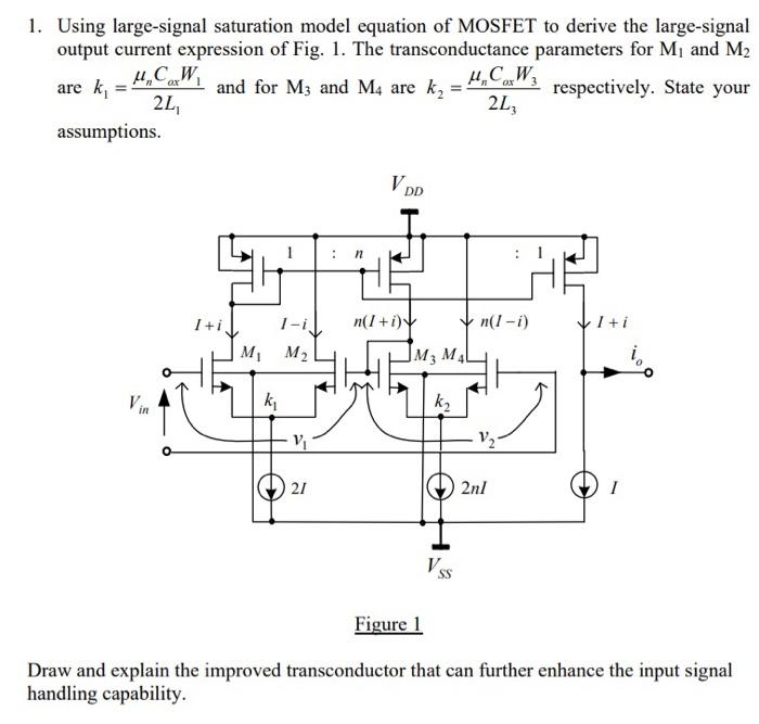 Solved 1. Using large-signal saturation model equation of | Chegg.com